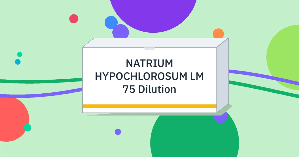 Symbolbild: Packung mit der Aufschrift NATRIUM HYPOCHLOROSUM LM 75 Dilution (PZN 12963212) – Verfügbarkeit und Bezug in Apotheken in Frankfurt am Main