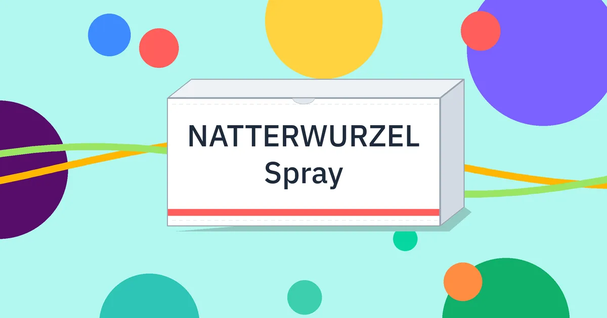 Symbolbild: Packung mit der Aufschrift NATTERWURZEL Spray (PZN 19141826) – Verfügbarkeit und Bezug in Apotheken in Frankfurt am Main