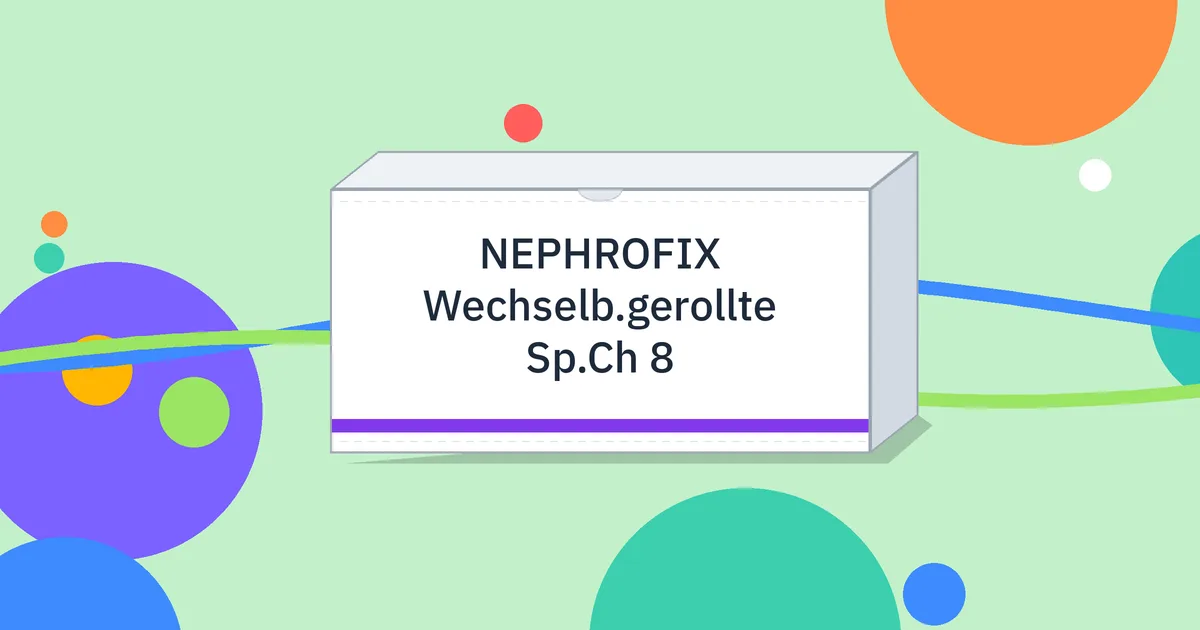 Symbolbild: Packung mit der Aufschrift NEPHROFIX Wechselb.gerollte Sp.Ch 8 (PZN 03201176) – Verfügbarkeit und Bezug in Apotheken in Frankfurt am Main