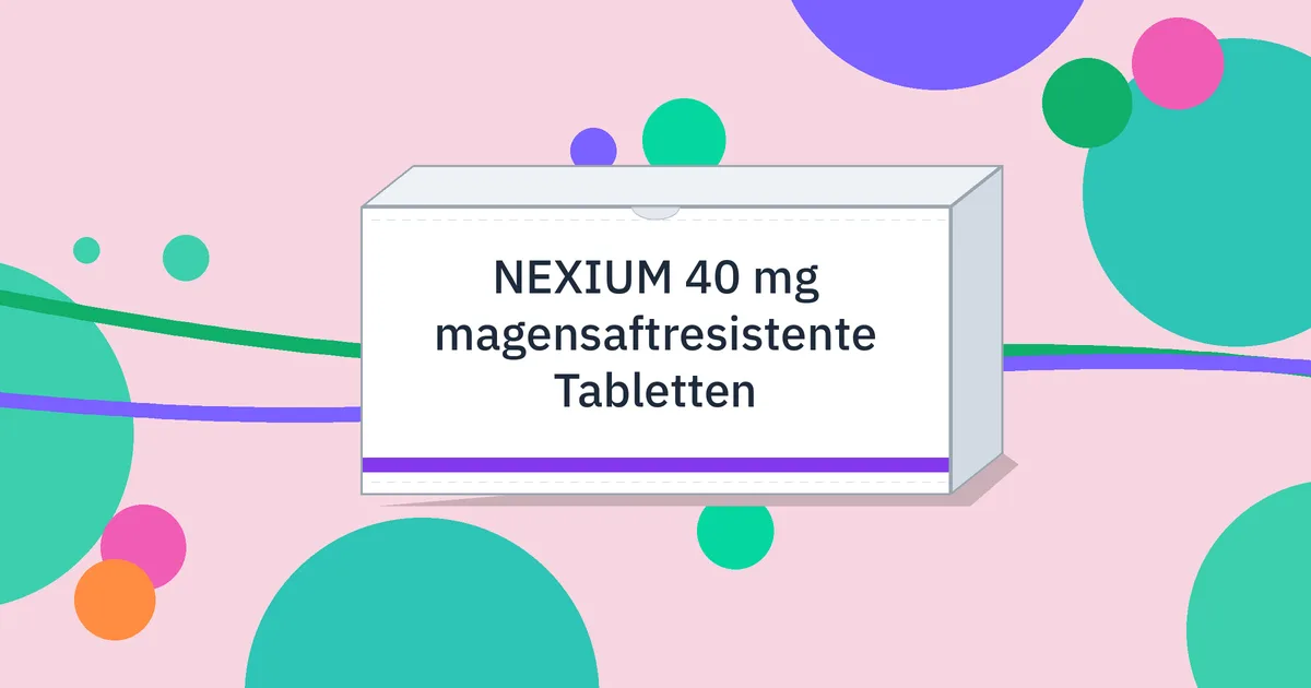 Symbolbild: Packung mit der Aufschrift NEXIUM 40 mg magensaftresistente Tabletten (PZN 09434728) – Verfügbarkeit und Bezug in Apotheken in Frankfurt am Main