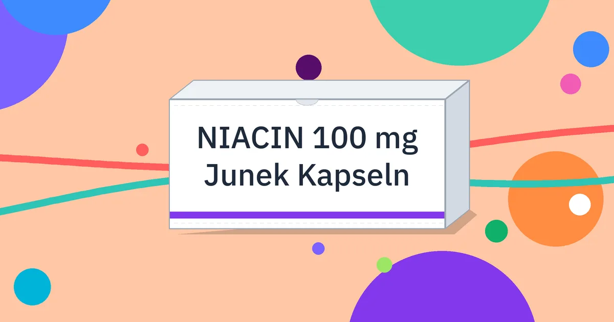 Symbolbild: Packung mit der Aufschrift NIACIN 100 mg Junek Kapseln (PZN 04367269) – Verfügbarkeit und Bezug in Apotheken in Frankfurt am Main