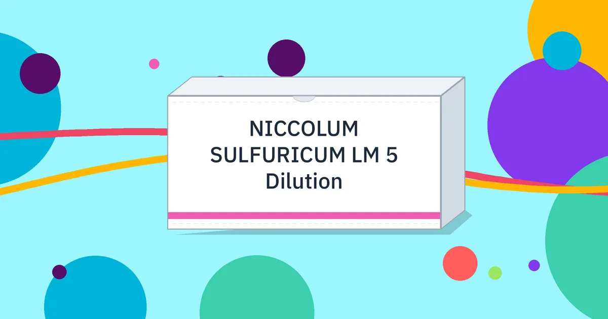 Symbolbild: Packung mit der Aufschrift NICCOLUM SULFURICUM LM 5 Dilution (PZN 12968557) – Verfügbarkeit und Bezug in Apotheken in Frankfurt am Main