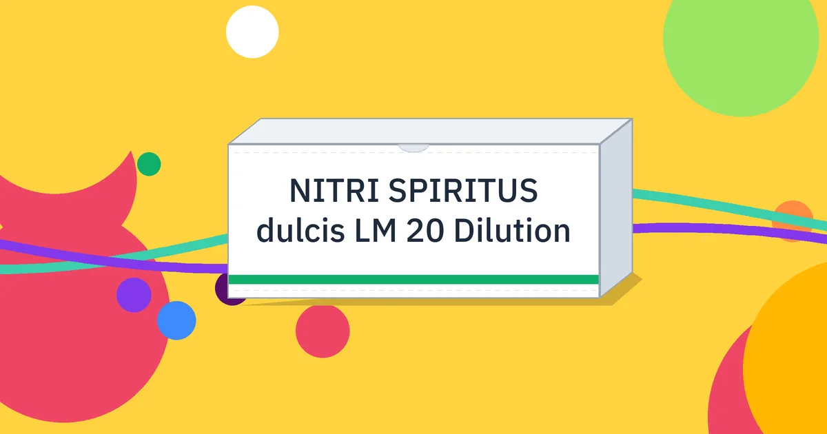 Symbolbild: Packung mit der Aufschrift NITRI SPIRITUS dulcis LM 20 Dilution (PZN 13619681) – Verfügbarkeit und Bezug in Apotheken in Frankfurt am Main