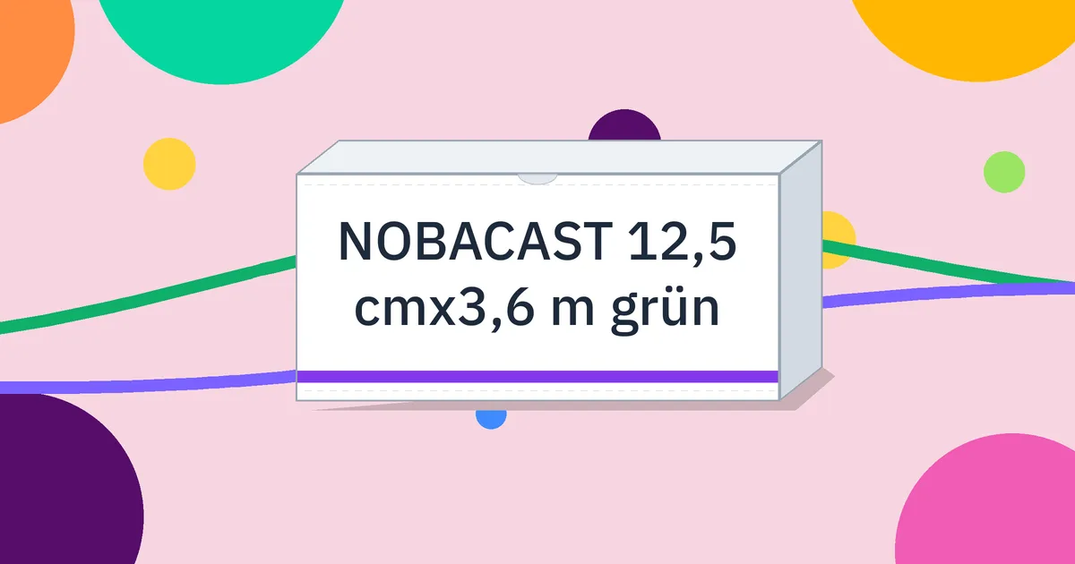 Symbolbild: Packung mit der Aufschrift NOBACAST 12,5 cmx3,6 m grün (PZN 16027544) – Verfügbarkeit und Bezug in Apotheken in Frankfurt am Main