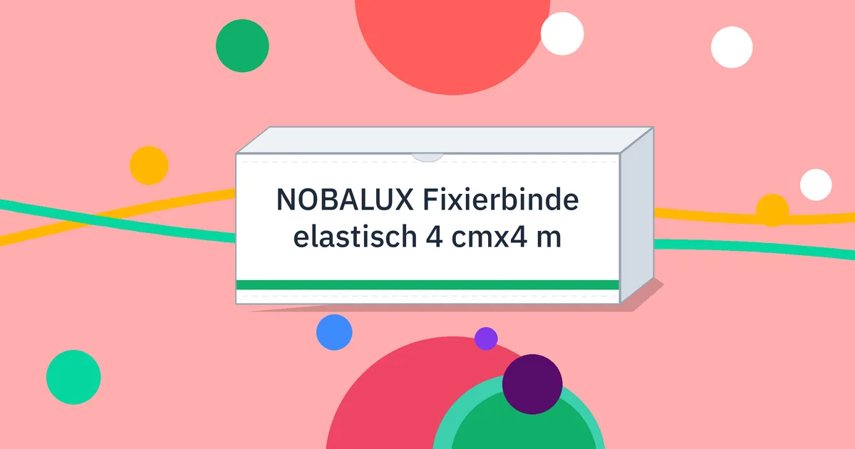 Symbolbild: Packung mit der Aufschrift NOBALUX Fixierbinde elastisch 4 cmx4 m (PZN 00773280) – Verfügbarkeit und Bezug in Apotheken in Frankfurt am Main
