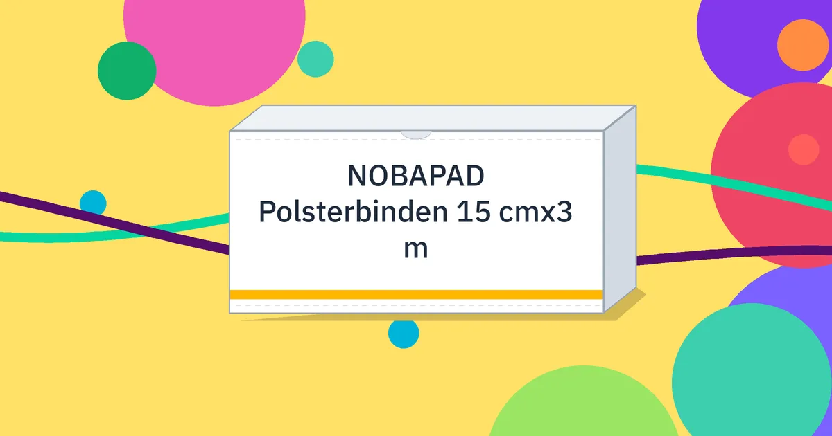 Symbolbild: Packung mit der Aufschrift NOBAPAD Polsterbinden 15 cmx3 m (PZN 16029276) – Verfügbarkeit und Bezug in Apotheken in Frankfurt am Main
