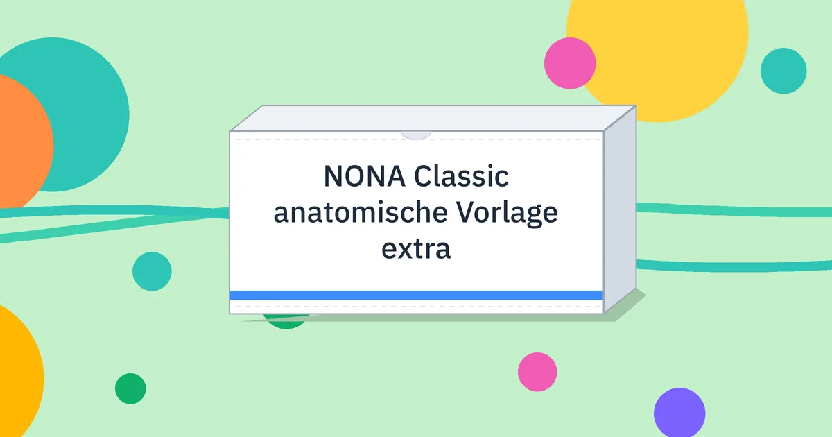 Symbolbild: Packung mit der Aufschrift NONA Classic anatomische Vorlage extra (PZN 12538130) – Verfügbarkeit und Bezug in Apotheken in Frankfurt am Main