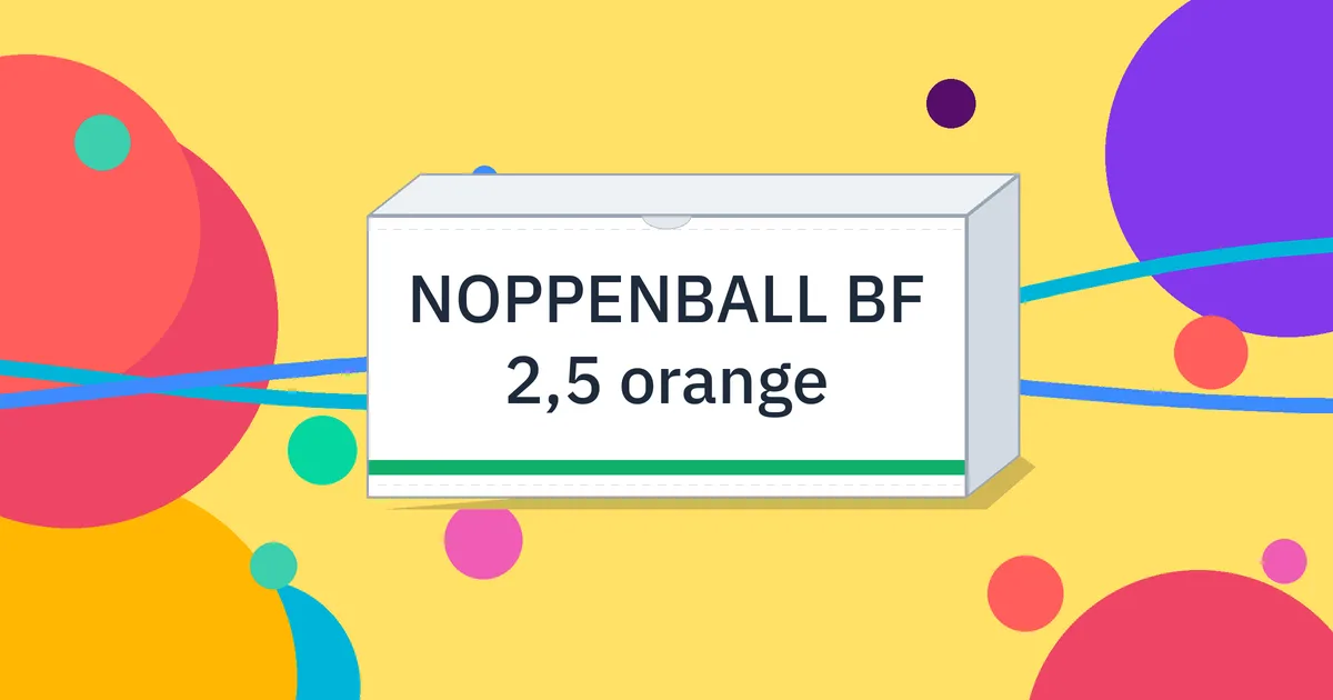 Symbolbild: Packung mit der Aufschrift NOPPENBALL BF 2,5 orange (PZN 07601004) – Verfügbarkeit und Bezug in Apotheken in Frankfurt am Main