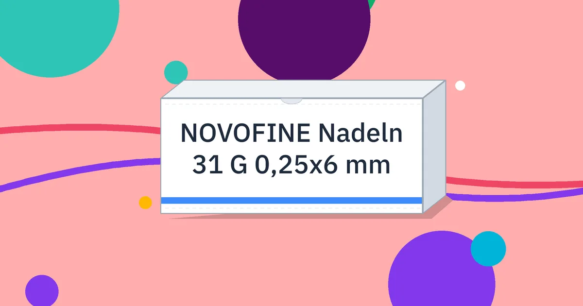 Symbolbild: Packung mit der Aufschrift NOVOFINE Nadeln 31 G 0,25x6 mm (PZN 05918139) – Verfügbarkeit und Bezug in Apotheken in Frankfurt am Main