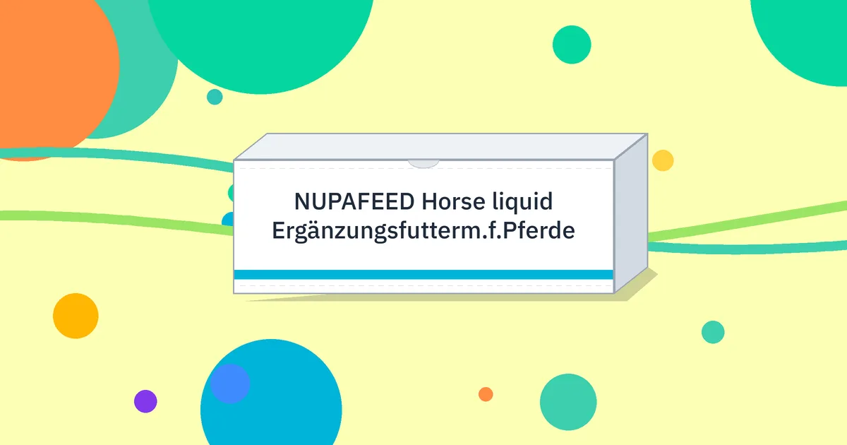 Symbolbild: Packung mit der Aufschrift NUPAFEED Horse liquid Ergänzungsfutterm.f.Pferde (PZN 14209850) – Verfügbarkeit und Bezug in Apotheken in Frankfurt am Main
