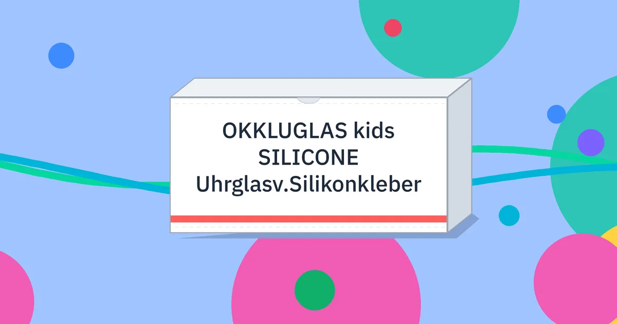 Symbolbild: Packung mit der Aufschrift OKKLUGLAS kids SILICONE Uhrglasv.Silikonkleber (PZN 19188532) – Verfügbarkeit und Bezug in Apotheken in Frankfurt am Main
