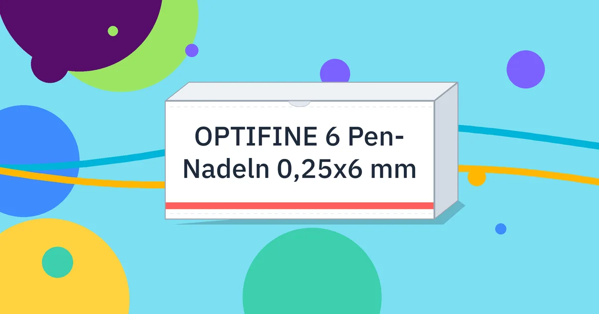 Symbolbild: Packung mit der Aufschrift OPTIFINE 6 Pen-Nadeln 0,25x6 mm (PZN 03530313) – Verfügbarkeit und Bezug in Apotheken in Frankfurt am Main