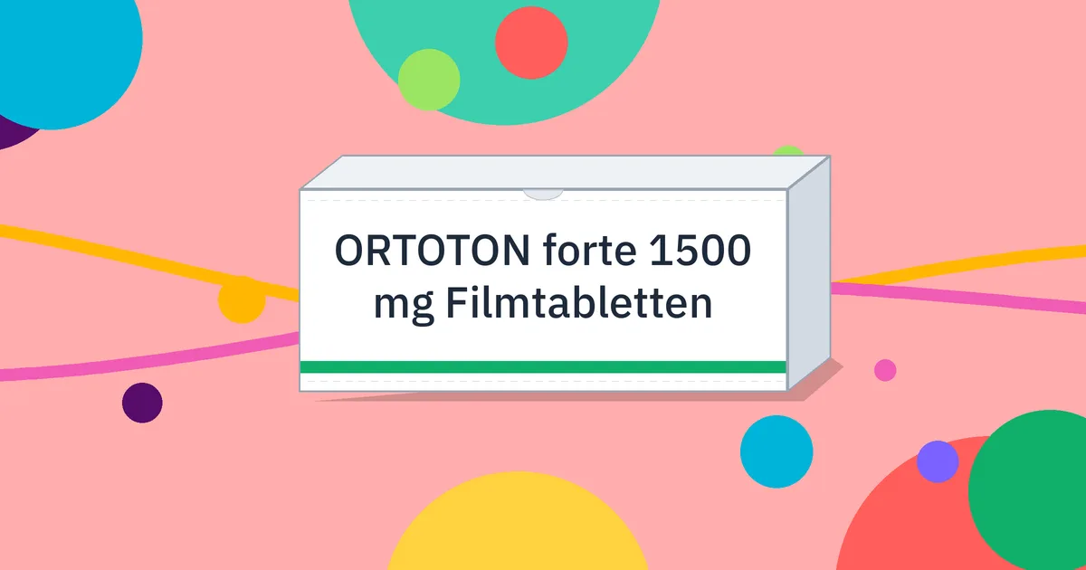 Symbolbild: Packung mit der Aufschrift ORTOTON forte 1500 mg Filmtabletten (PZN 13868912) – Verfügbarkeit und Bezug in Apotheken in Frankfurt am Main