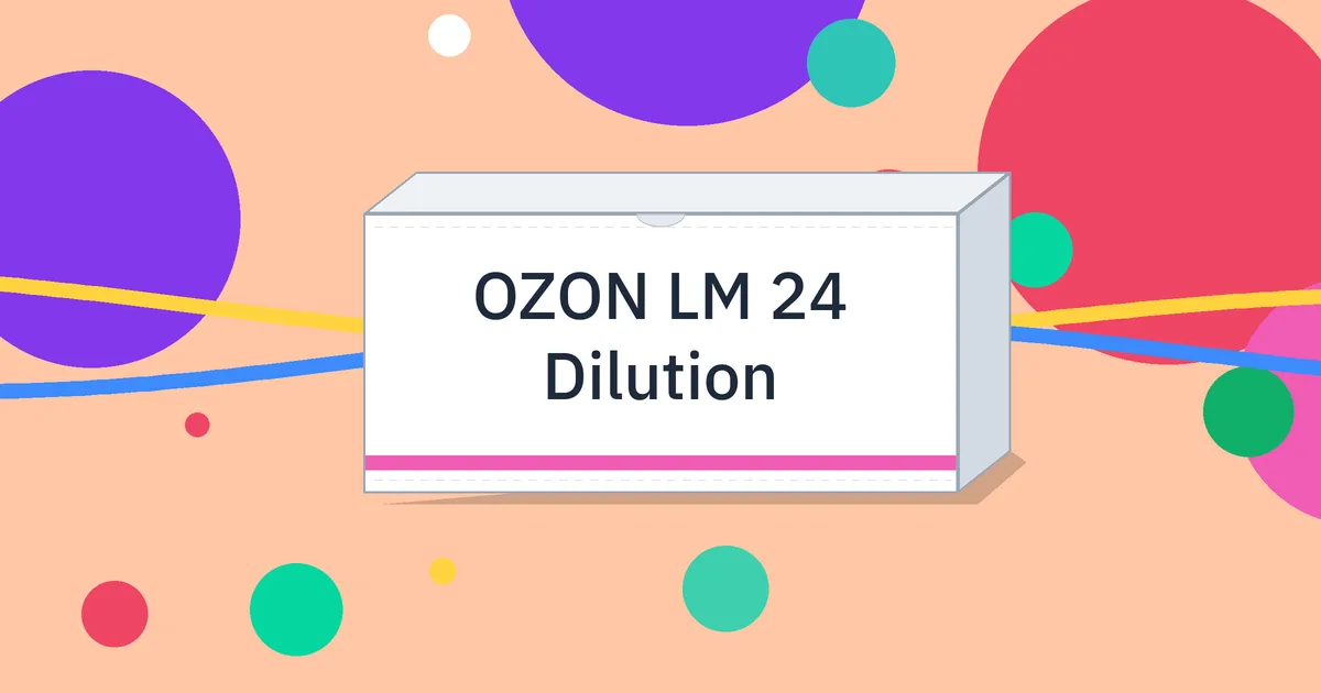 Symbolbild: Packung mit der Aufschrift OZON LM 24 Dilution (PZN 12974606) – Verfügbarkeit und Bezug in Apotheken in Frankfurt am Main
