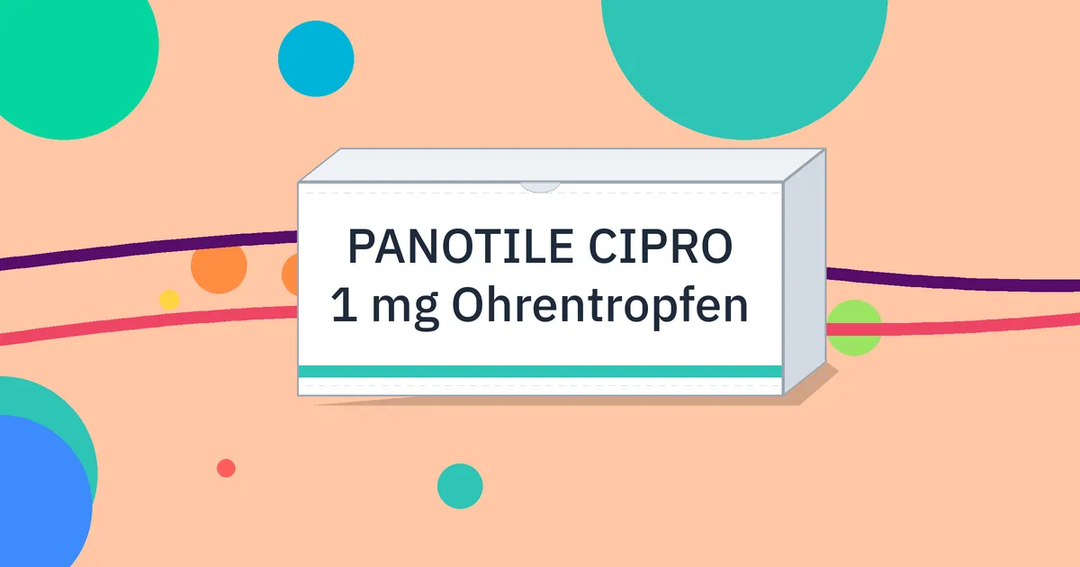 Symbolbild: Packung mit der Aufschrift PANOTILE CIPRO 1 mg Ohrentropfen (PZN 09404176) – Verfügbarkeit und Bezug in Apotheken in Frankfurt am Main