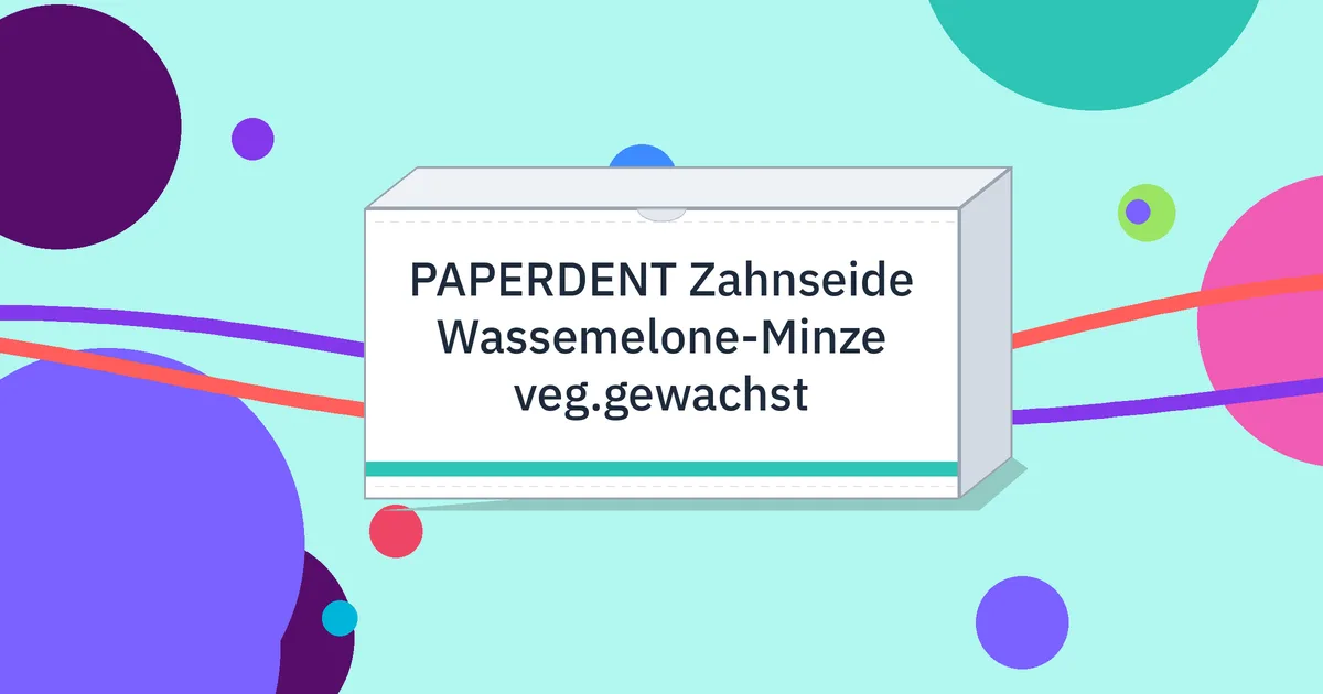 Symbolbild: Packung mit der Aufschrift PAPERDENT Zahnseide Wassemelone-Minze veg.gewachst (PZN 18886352) – Verfügbarkeit und Bezug in Apotheken in Frankfurt am Main