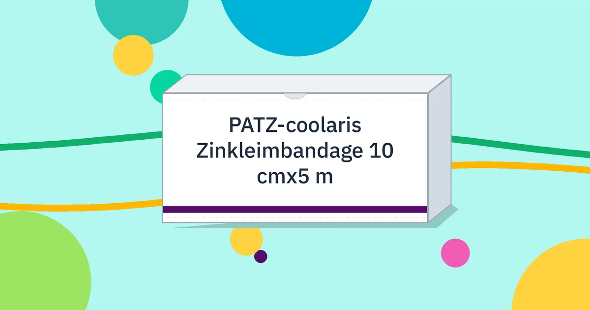 Symbolbild: Packung mit der Aufschrift PATZ-coolaris Zinkleimbandage 10 cmx5 m (PZN 19800163) – Verfügbarkeit und Bezug in Apotheken in Frankfurt am Main