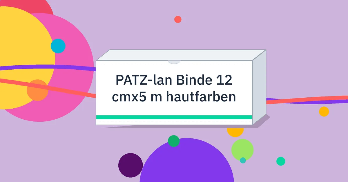Symbolbild: Packung mit der Aufschrift PATZ-lan Binde 12 cmx5 m hautfarben (PZN 06814100) – Verfügbarkeit und Bezug in Apotheken in Frankfurt am Main