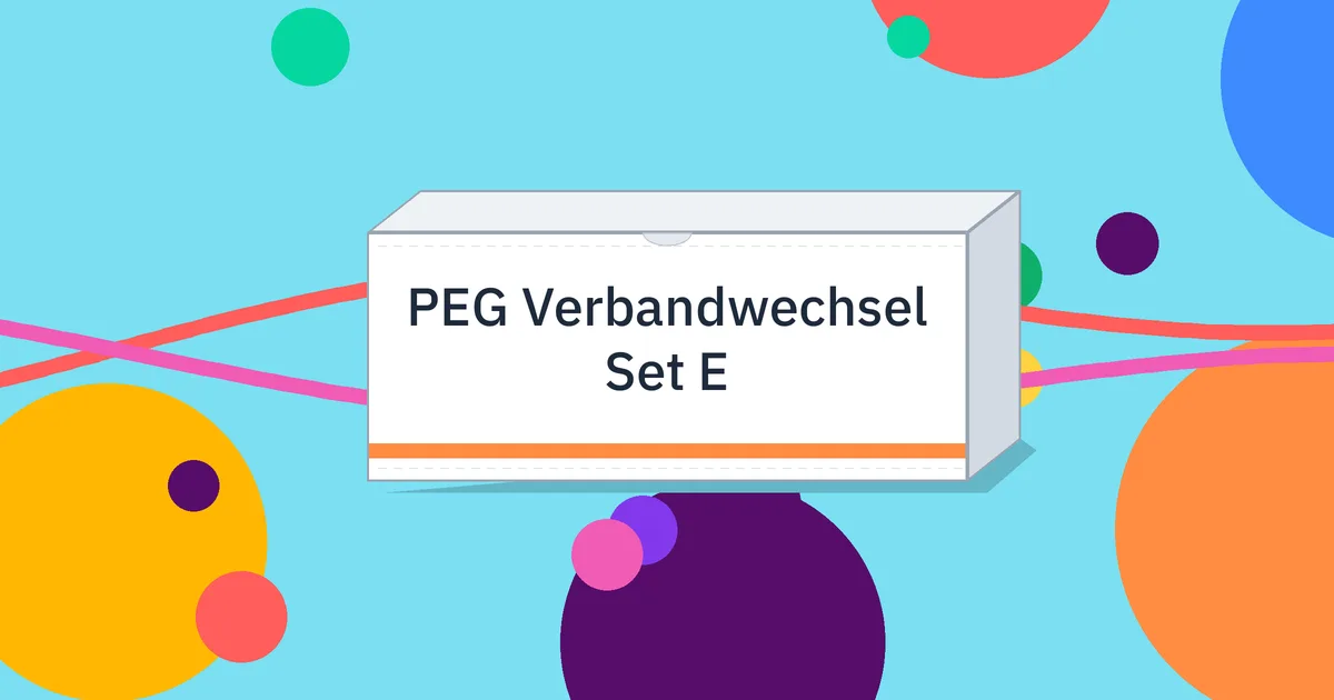Symbolbild: Packung mit der Aufschrift PEG Verbandwechsel Set E (PZN 16926142) – Verfügbarkeit und Bezug in Apotheken in Frankfurt am Main