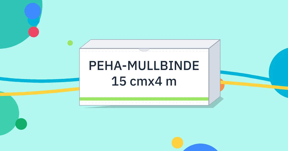 Symbolbild: Packung mit der Aufschrift PEHA-MULLBINDE 15 cmx4 m (PZN 15879162) – Verfügbarkeit und Bezug in Apotheken in Frankfurt am Main