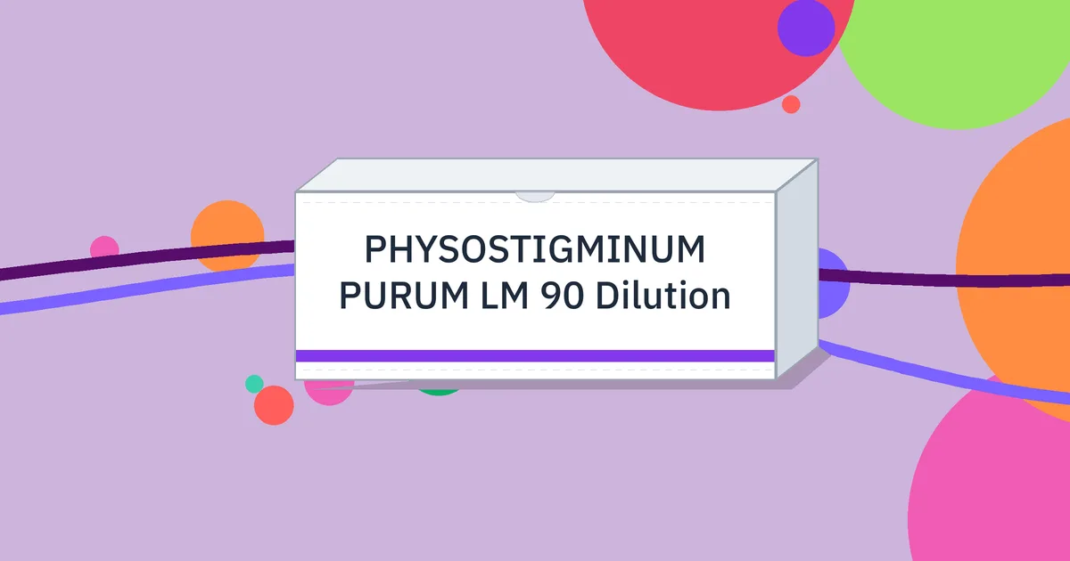 Symbolbild: Packung mit der Aufschrift PHYSOSTIGMINUM PURUM LM 90 Dilution (PZN 13036092) – Verfügbarkeit und Bezug in Apotheken in Frankfurt am Main