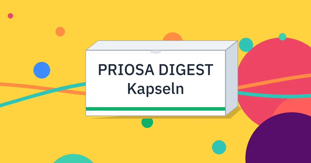 Symbolbild: Packung mit der Aufschrift PRIOSA DIGEST Kapseln (PZN 16778813) – Verfügbarkeit und Bezug in Apotheken in Frankfurt am Main
