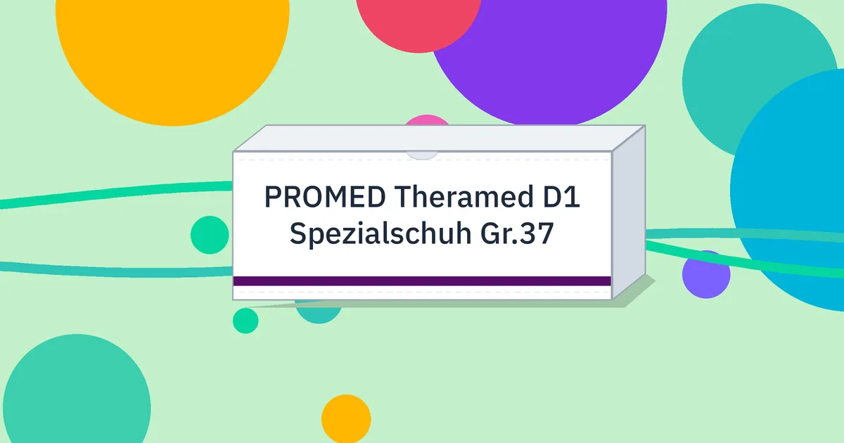Symbolbild: Packung mit der Aufschrift PROMED Theramed D1 Spezialschuh Gr.37 (PZN 05482417) – Verfügbarkeit und Bezug in Apotheken in Frankfurt am Main