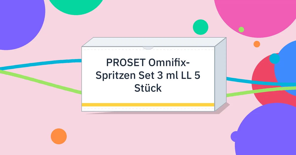 Symbolbild: Packung mit der Aufschrift PROSET Omnifix-Spritzen Set 3 ml LL 5 Stück (PZN 04835836) – Verfügbarkeit und Bezug in Apotheken in Frankfurt am Main