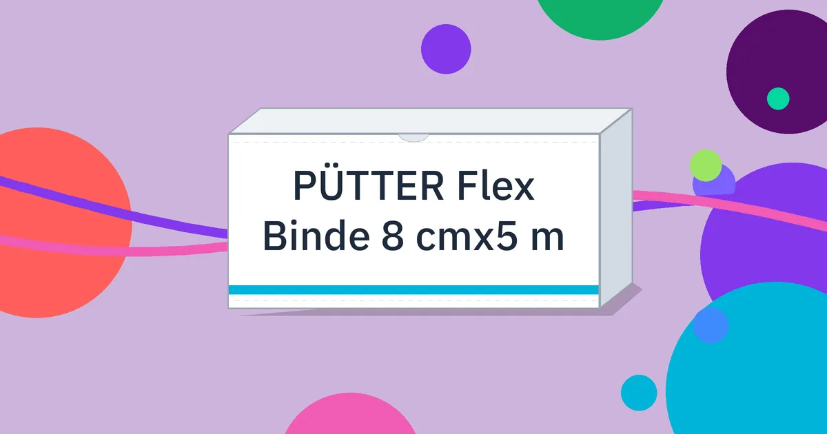 Symbolbild: Packung mit der Aufschrift PÜTTER Flex Binde 8 cmx5 m (PZN 03542380) – Verfügbarkeit und Bezug in Apotheken in Frankfurt am Main