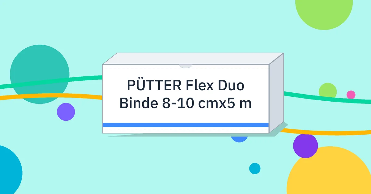 Symbolbild: Packung mit der Aufschrift PÜTTER Flex Duo Binde 8-10 cmx5 m (PZN 18803685) – Verfügbarkeit und Bezug in Apotheken in Frankfurt am Main