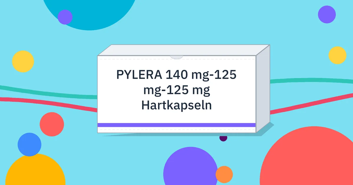 Symbolbild: Packung mit der Aufschrift PYLERA 140 mg-125 mg-125 mg Hartkapseln (PZN 13347308) – Verfügbarkeit und Bezug in Apotheken in Frankfurt am Main