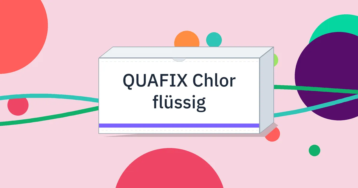 Symbolbild: Packung mit der Aufschrift QUAFIX Chlor flüssig (PZN 07413596) – Verfügbarkeit und Bezug in Apotheken in Frankfurt am Main