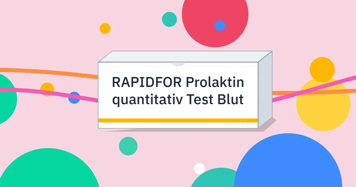 Symbolbild: Packung mit der Aufschrift RAPIDFOR Prolaktin quantitativ Test Blut (PZN 19538268) – Verfügbarkeit und Bezug in Apotheken in Frankfurt am Main