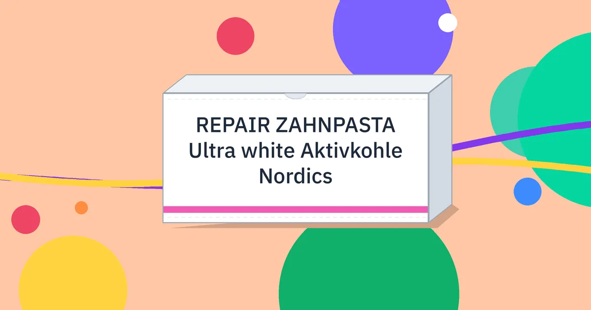 Symbolbild: Packung mit der Aufschrift REPAIR ZAHNPASTA Ultra white Aktivkohle Nordics (PZN 18054166) – Verfügbarkeit und Bezug in Apotheken in Frankfurt am Main