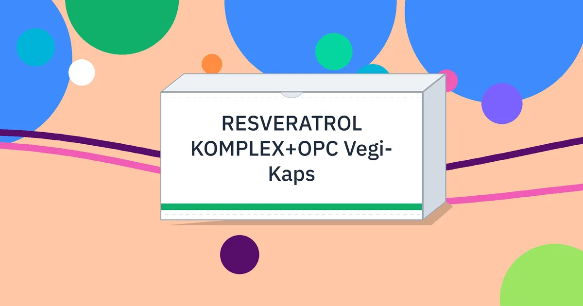 Symbolbild: Packung mit der Aufschrift RESVERATROL KOMPLEX+OPC Vegi-Kaps (PZN 06432551) – Verfügbarkeit und Bezug in Apotheken in Frankfurt am Main