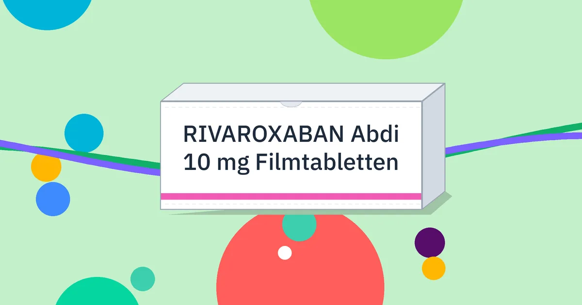 Symbolbild: Packung mit der Aufschrift RIVAROXABAN Abdi 10 mg Filmtabletten (PZN 18820100) – Verfügbarkeit und Bezug in Apotheken in Frankfurt am Main