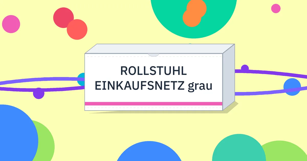 Symbolbild: Packung mit der Aufschrift ROLLSTUHL EINKAUFSNETZ grau (PZN 03818304) – Verfügbarkeit und Bezug in Apotheken in Frankfurt am Main