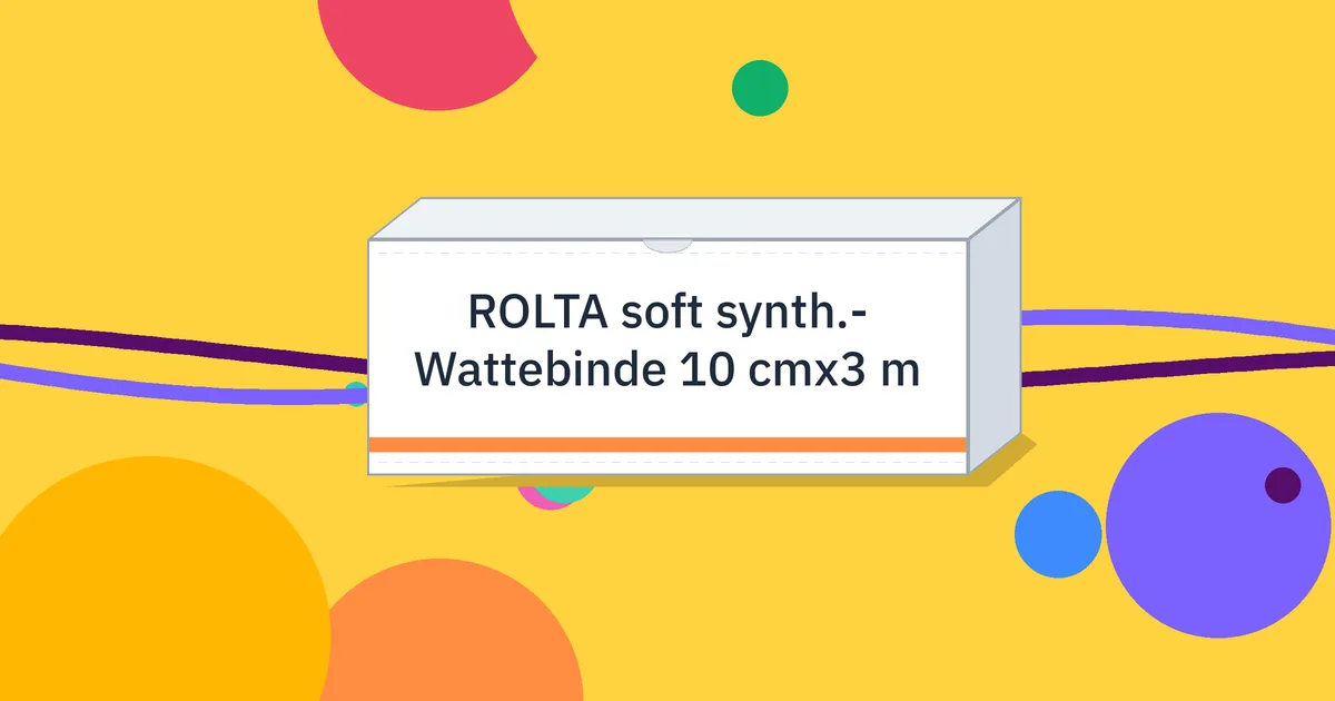 Symbolbild: Packung mit der Aufschrift ROLTA soft synth.-Wattebinde 10 cmx3 m (PZN 18651494) – Verfügbarkeit und Bezug in Apotheken in Frankfurt am Main