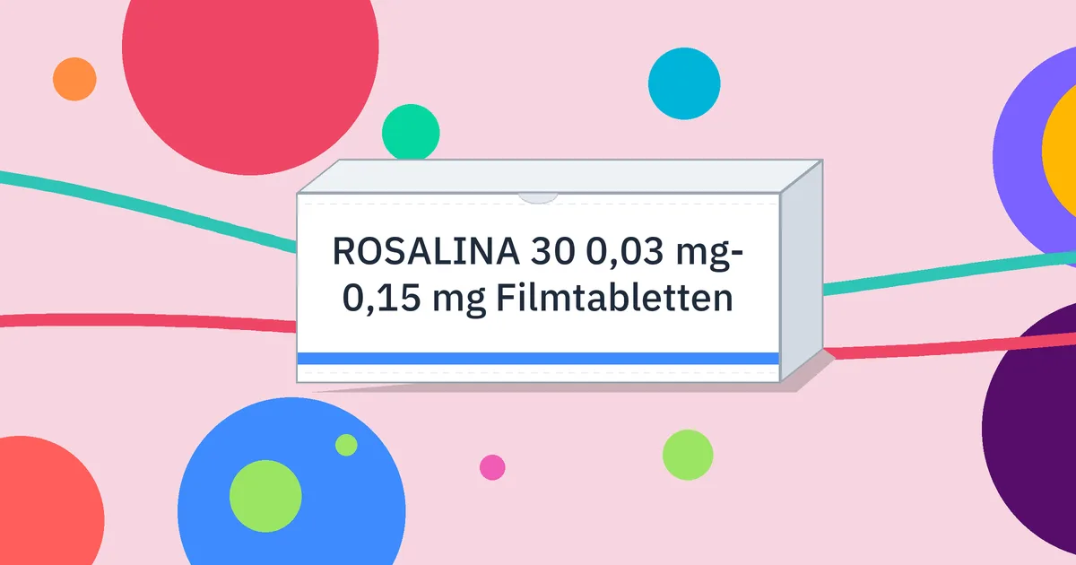 Symbolbild: Packung mit der Aufschrift ROSALINA 30 0,03 mg-0,15 mg Filmtabletten (PZN 15432159) – Verfügbarkeit und Bezug in Apotheken in Frankfurt am Main