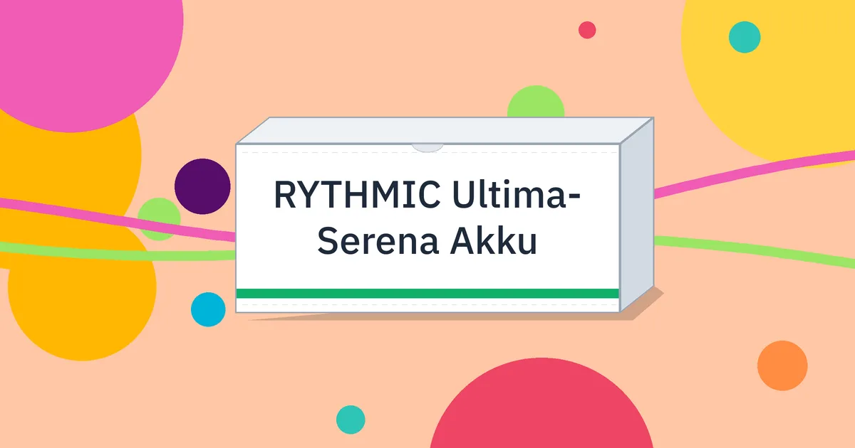 Symbolbild: Packung mit der Aufschrift RYTHMIC Ultima-Serena Akku (PZN 18786952) – Verfügbarkeit und Bezug in Apotheken in Frankfurt am Main