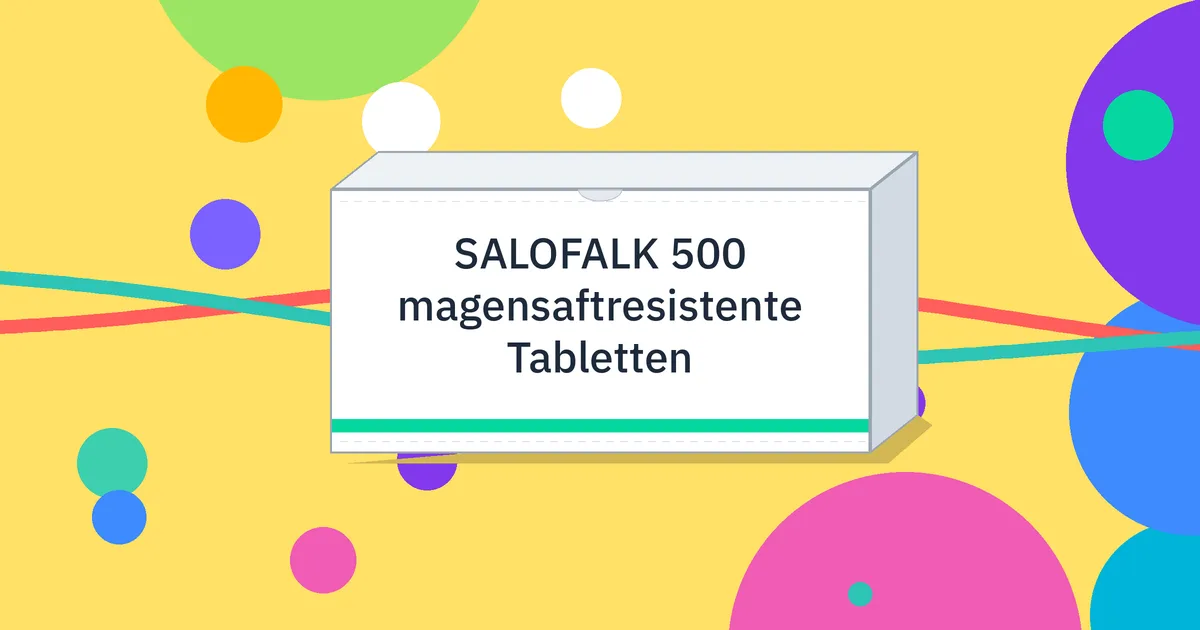 Symbolbild: Packung mit der Aufschrift SALOFALK 500 magensaftresistente Tabletten (PZN 07233405) – Verfügbarkeit und Bezug in Apotheken in Frankfurt am Main