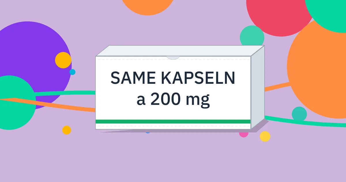 Symbolbild: Packung mit der Aufschrift SAME KAPSELN a 200 mg (PZN 19231601) – Verfügbarkeit und Bezug in Apotheken in Frankfurt am Main
