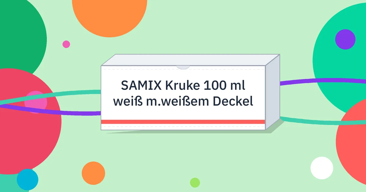 Symbolbild: Packung mit der Aufschrift SAMIX Kruke 100 ml weiß m.weißem Deckel (PZN 11480807) – Verfügbarkeit und Bezug in Apotheken in Frankfurt am Main