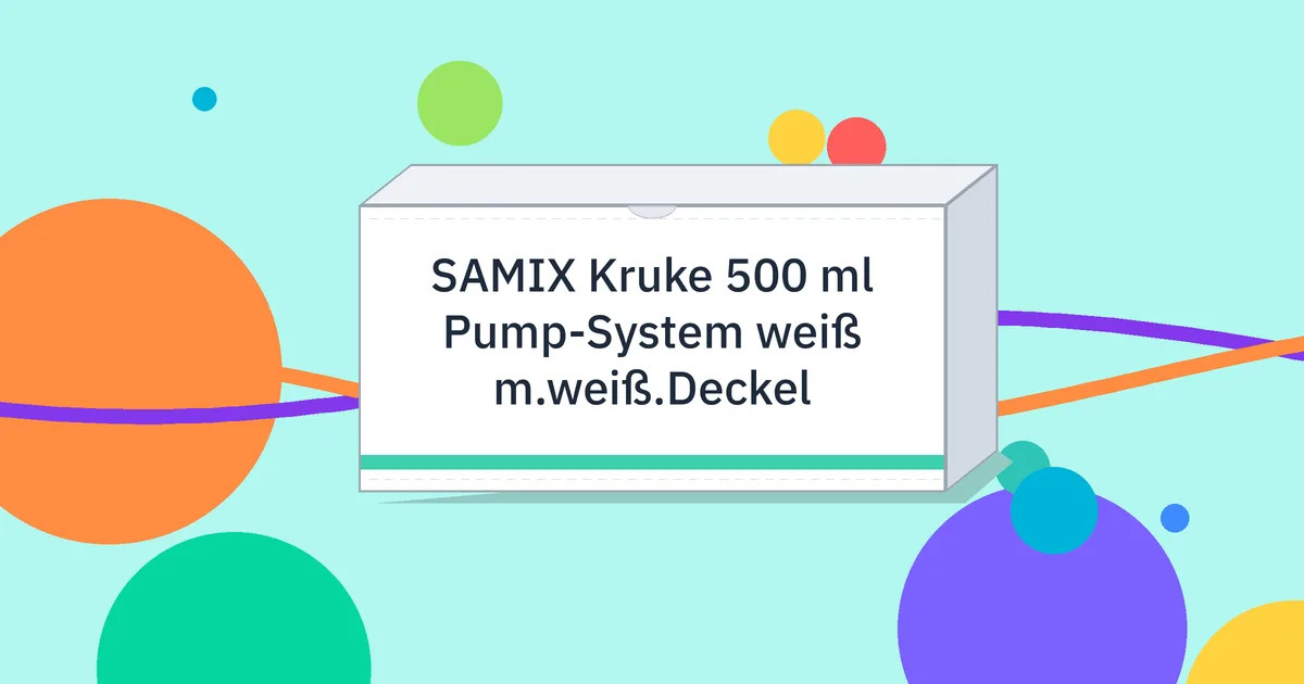 Symbolbild: Packung mit der Aufschrift SAMIX Kruke 500 ml Pump-System weiß m.weiß.Deckel (PZN 11480960) – Verfügbarkeit und Bezug in Apotheken in Frankfurt am Main