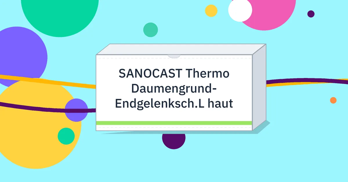 Symbolbild: Packung mit der Aufschrift SANOCAST Thermo Daumengrund-Endgelenksch.L haut (PZN 15259933) – Verfügbarkeit und Bezug in Apotheken in Frankfurt am Main