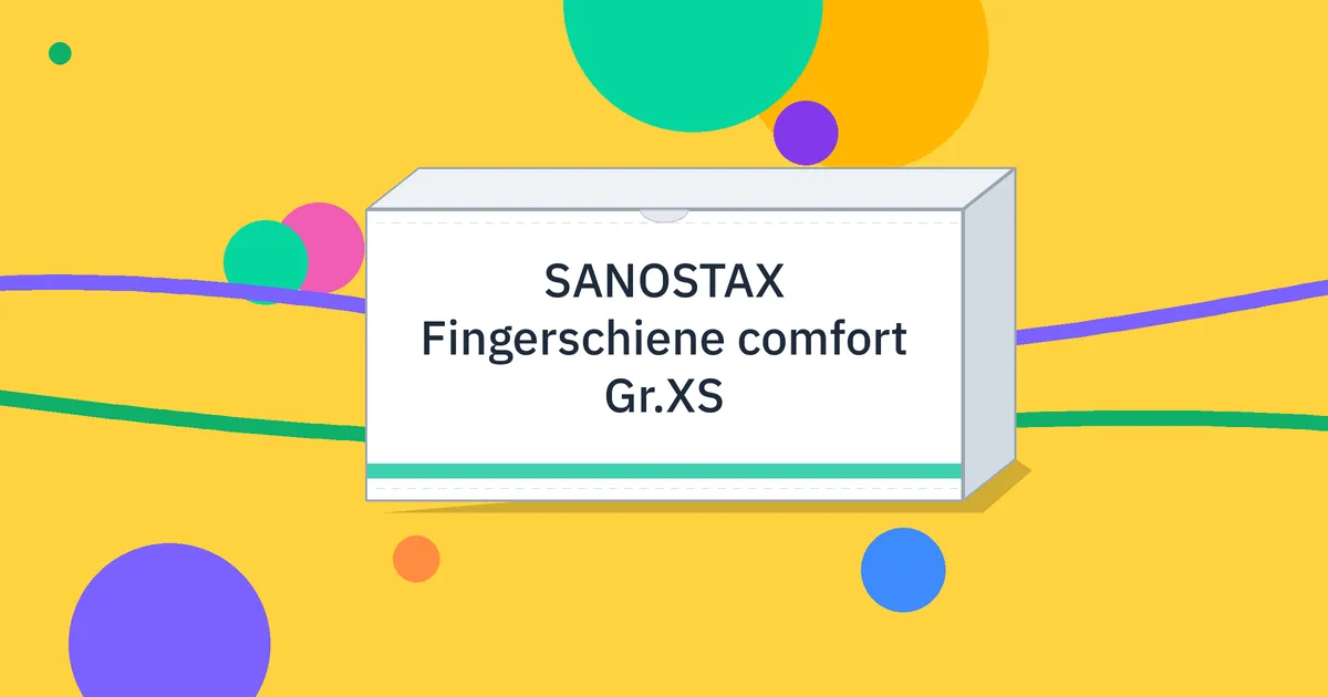 Symbolbild: Packung mit der Aufschrift SANOSTAX Fingerschiene comfort Gr.XS (PZN 10288321) – Verfügbarkeit und Bezug in Apotheken in Frankfurt am Main