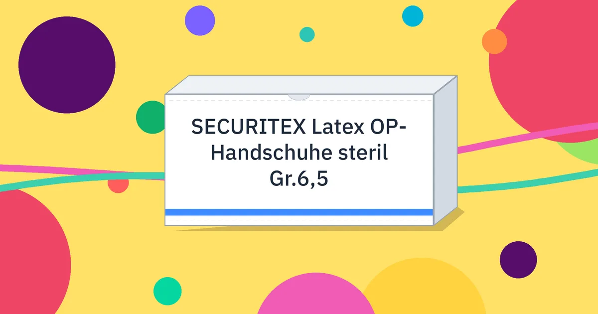 Symbolbild: Packung mit der Aufschrift SECURITEX Latex OP-Handschuhe steril Gr.6,5 (PZN 03851224) – Verfügbarkeit und Bezug in Apotheken in Frankfurt am Main