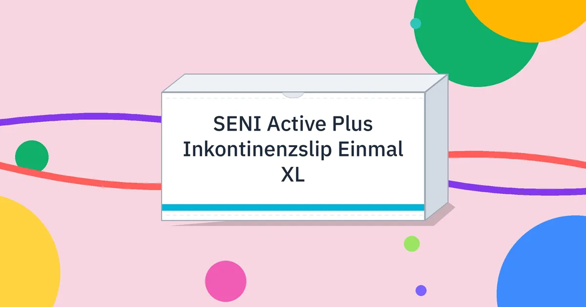 Symbolbild: Packung mit der Aufschrift SENI Active Plus Inkontinenzslip Einmal XL (PZN 16916652) – Verfügbarkeit und Bezug in Apotheken in Frankfurt am Main