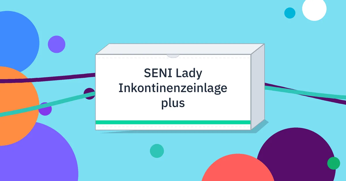Symbolbild: Packung mit der Aufschrift SENI Lady Inkontinenzeinlage plus (PZN 03120727) – Verfügbarkeit und Bezug in Apotheken in Frankfurt am Main