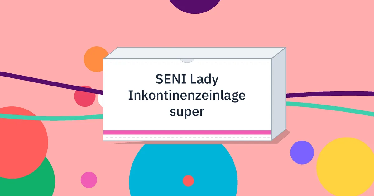 Symbolbild: Packung mit der Aufschrift SENI Lady Inkontinenzeinlage super (PZN 18011145) – Verfügbarkeit und Bezug in Apotheken in Frankfurt am Main